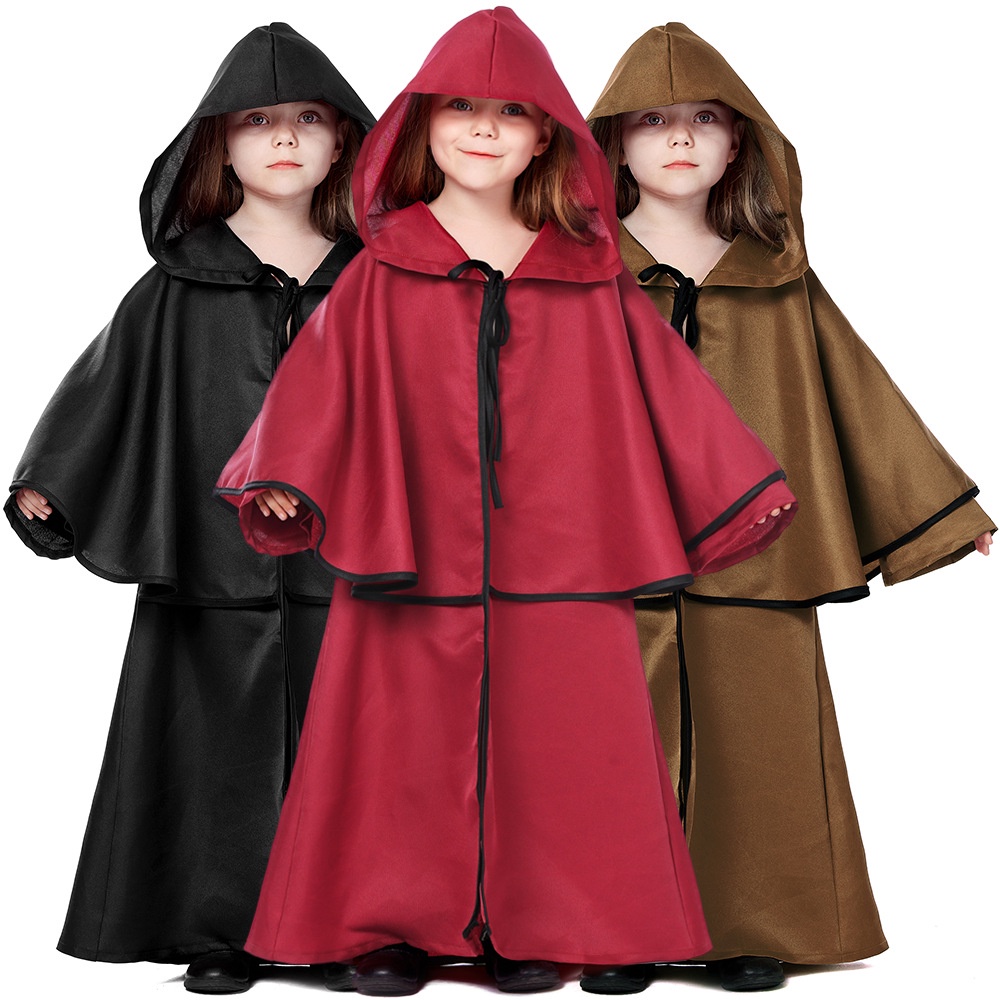 Kids Renaissance Medieval Friar Monk Death Sorcerer Cosplay Costume ...
