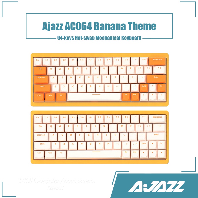 Ajazz AC064 Banana Theme Mechanical Keyboard RGB Hot-swap Bluetooth ...