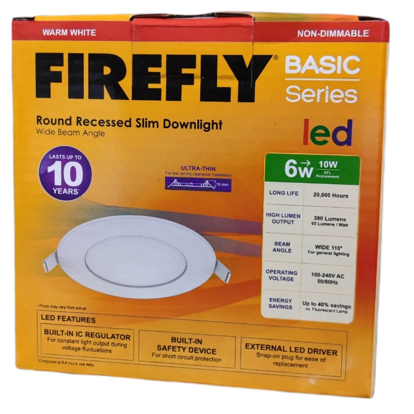 Firefly 6W LED Round Recessed Slim Downlight 220V Warm White 120mm ...