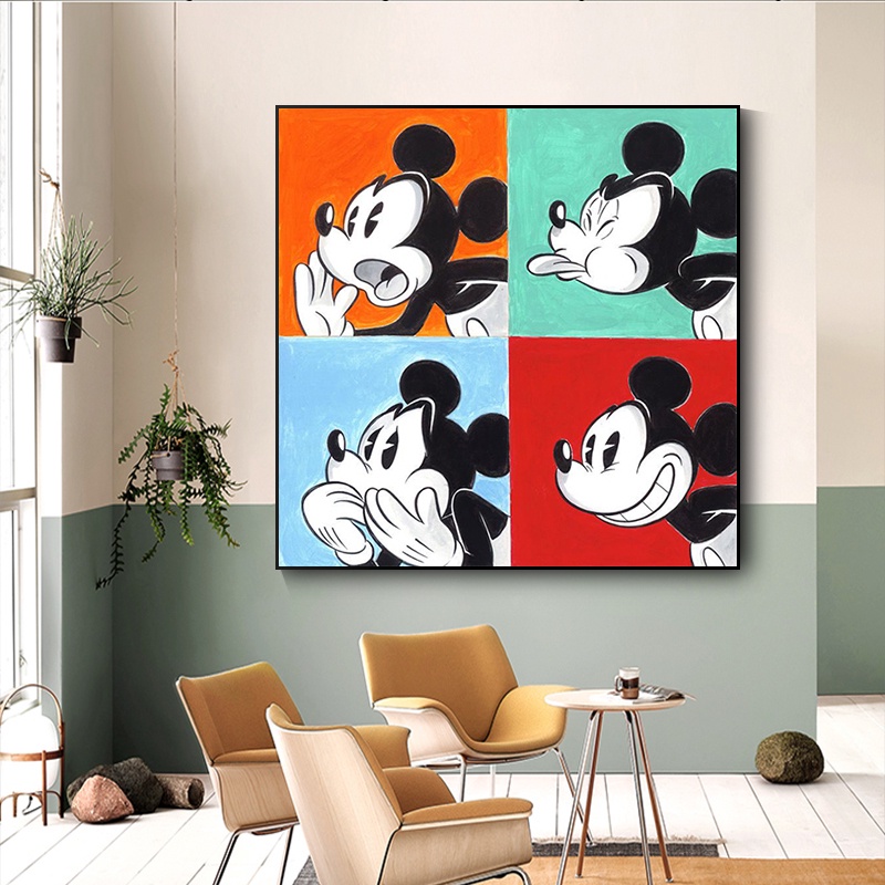 Mickey Mouse Portrait Canvas Painting Graffiti Art Cartoon Donald Duck ...