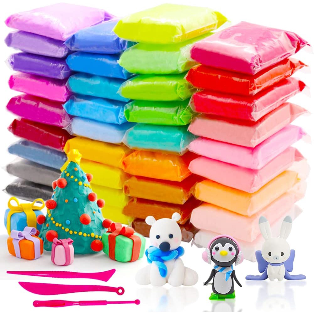 36 PCS Air Dry Clay,Colorful Children Modeling Soft Clay with Tools ...