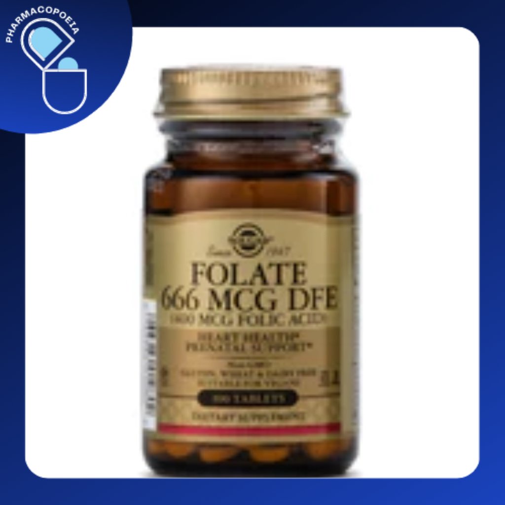 Pharmacopoeia | Solgar Folate 666mcg DFE (400mcg Folic Acid) 100 ...