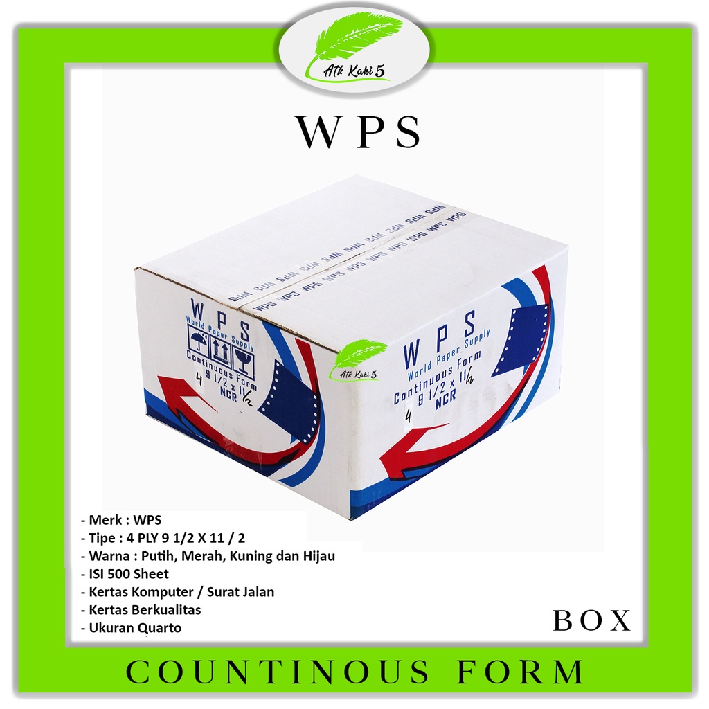 WPS - Continous Form 91/2 x 11/2 4 Ply ( K4/2 WPS ) NCR - Box | Shopee ...