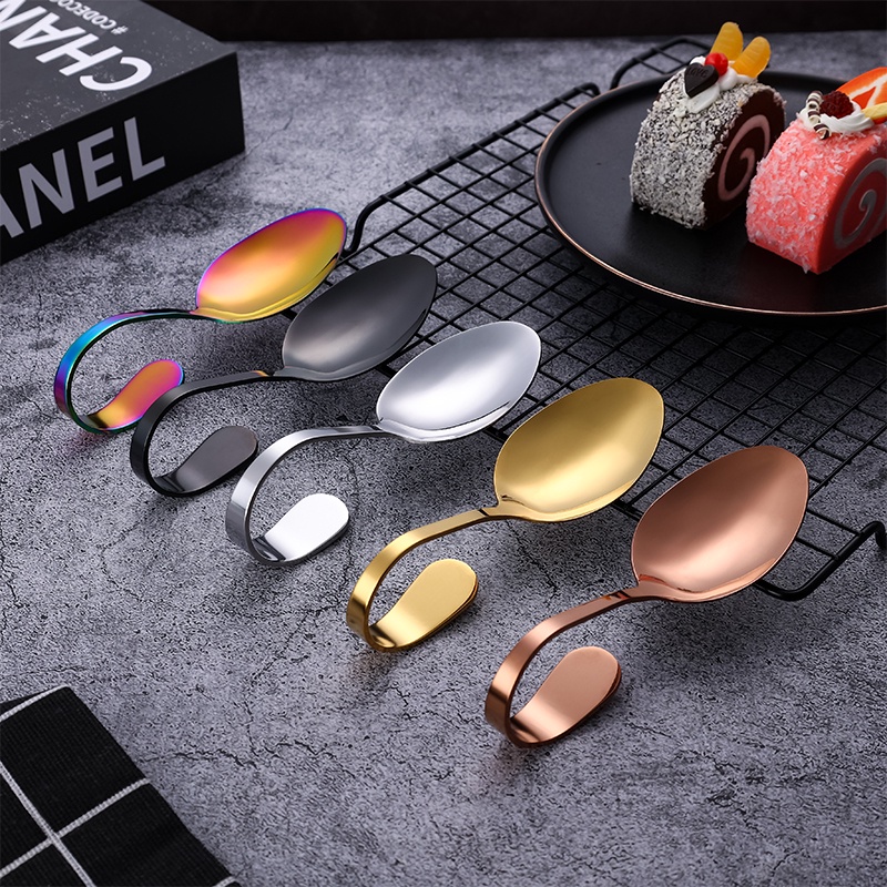KATELV Stainless Steel Bent Handle Dinner Spoon Buffet Serving ...