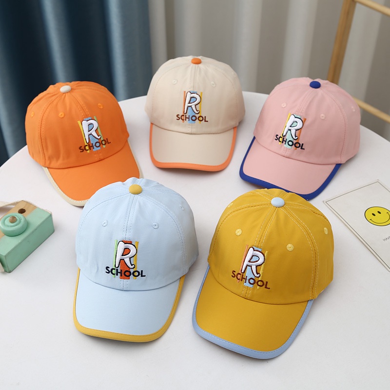 Casual children's baseball cap school letter R cap spring and autumn ...