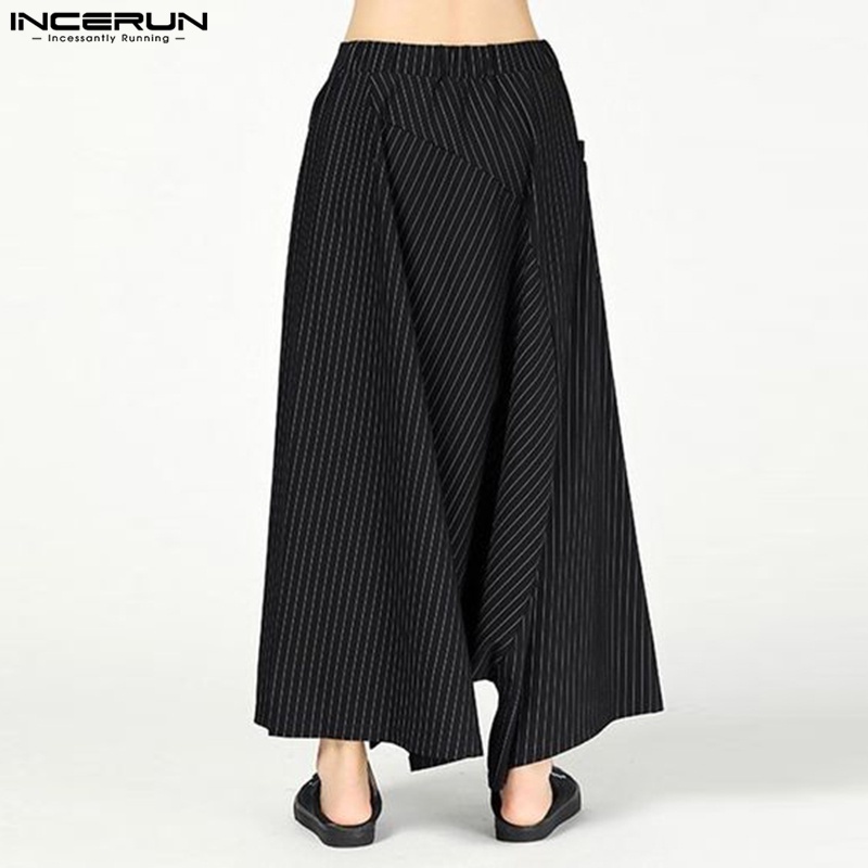 INCERUN Striped hanging crotch loose pants | Shopee Philippines