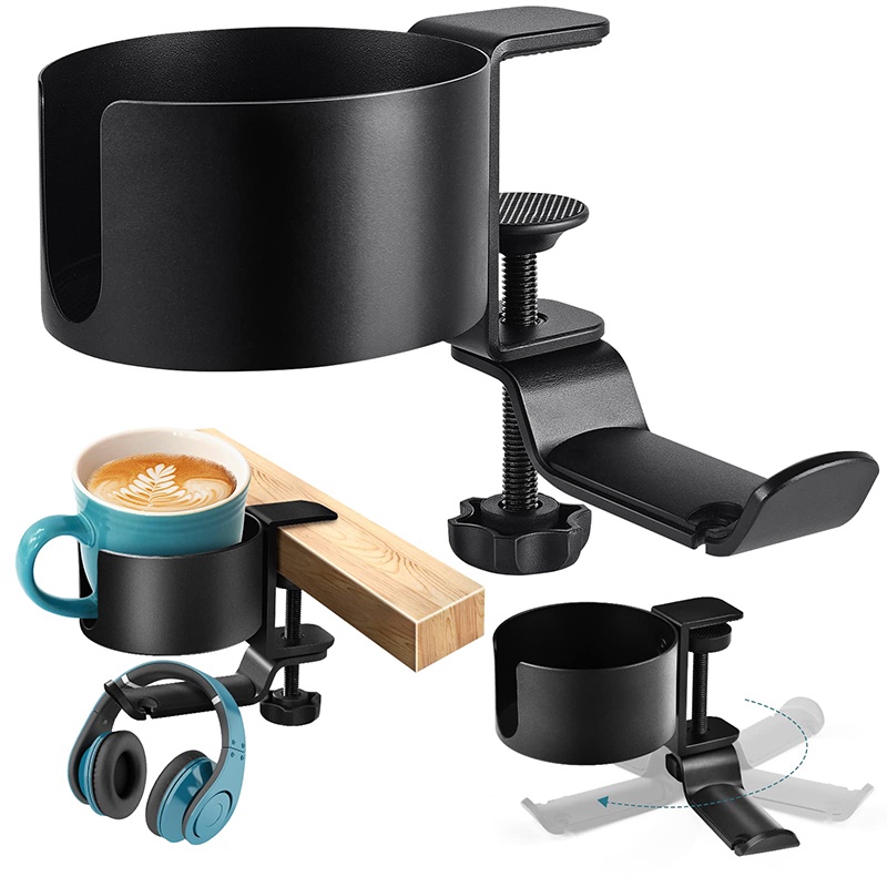 Desk Cup Holder, Rotatable Headphone Hanger - Anti-Spill 2 in 1 Under ...