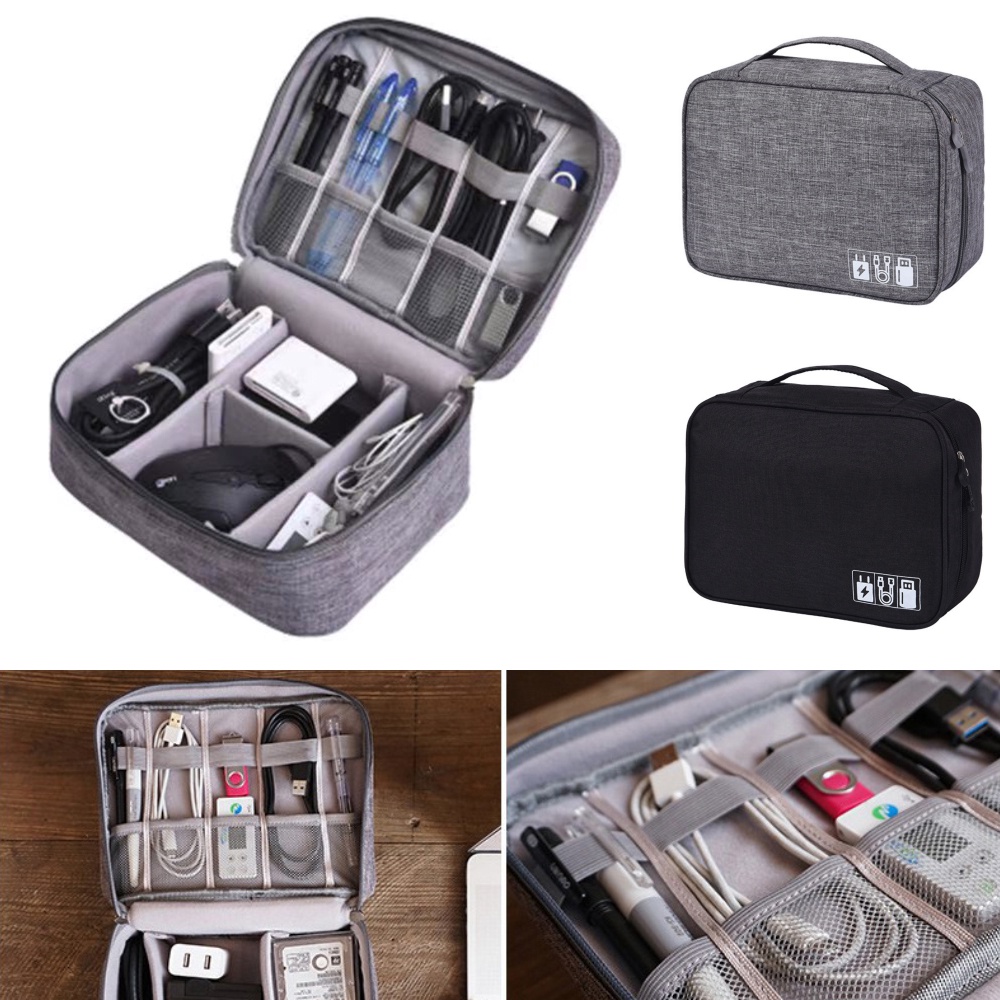 Portable Waterproof Travel USB Cable Organizer Bag Tool Data Cable ...