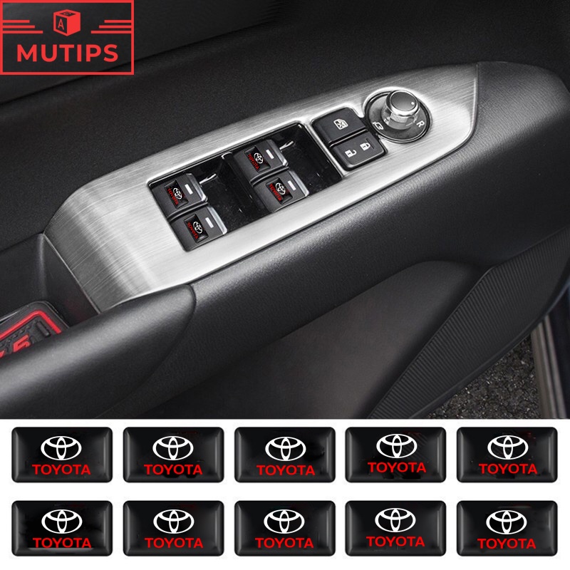 Toyota 10Pcs 3D Car Stickers Steering Wheel Door Window Switch Button ...