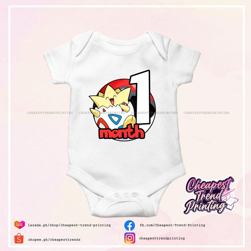 Cute Pokemon Theme Monthly Milestone For Baby Onesie 9R7E | Shopee ...