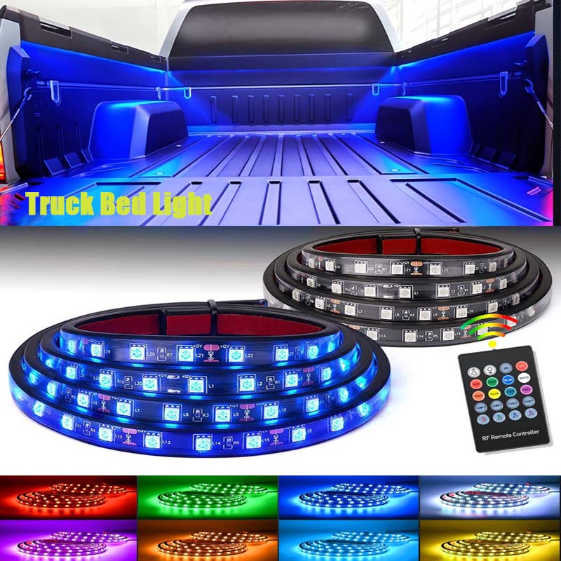 2pcs/set RGB LED Bar Truck Bed Cargo Work Lighting Kit Strips Remote ...