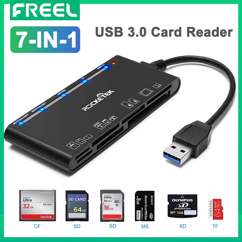 FREEL USB3.0 Multi-Card Reader, SD/TF/CF/Micro SD/XD/MS 7 in 1 Fast ...