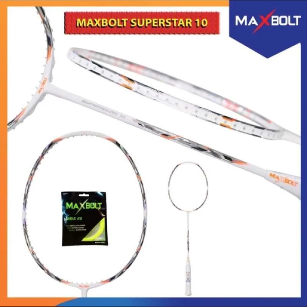 MAXBOLT SUPERSTAR 10 11 43LBS Badminton Racket 100% Original | Shopee ...