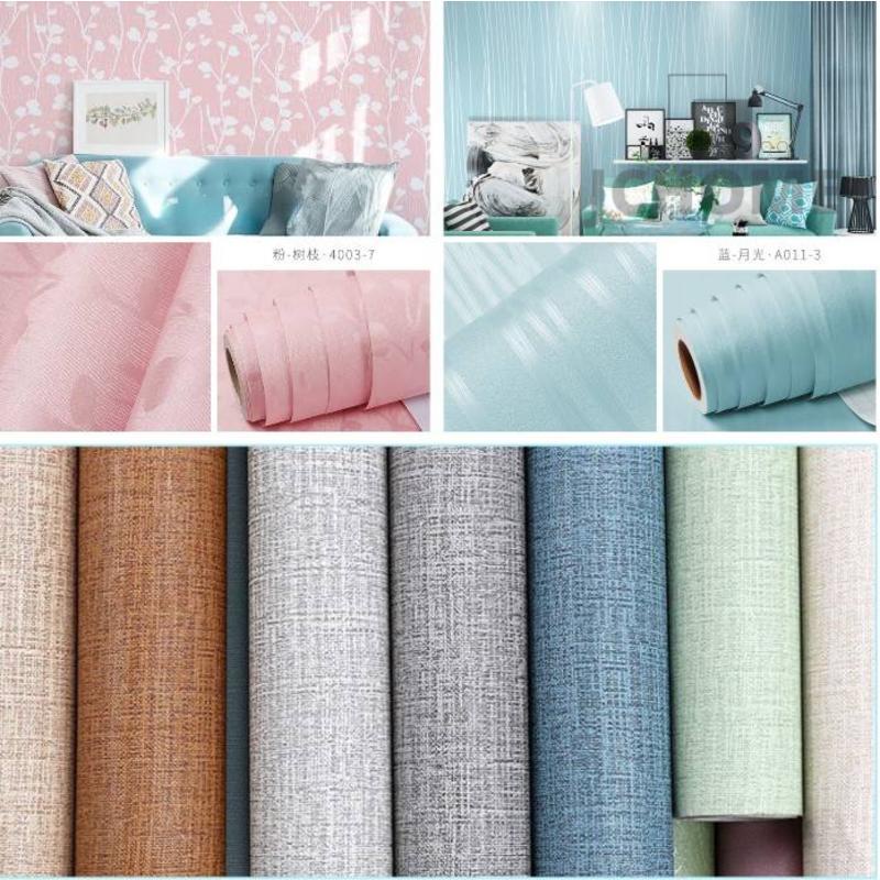Linen Pattern Self-adhesive Wallpaper Room Household Waterproof PVC ...