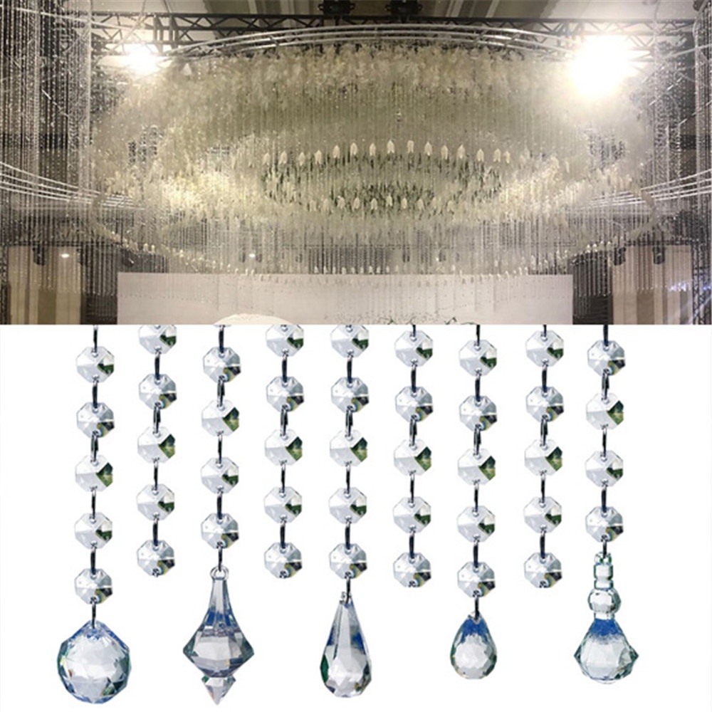 1M Crystals Chandelier Glass Droplets Curtain Bar KTV Wedding Drops ...