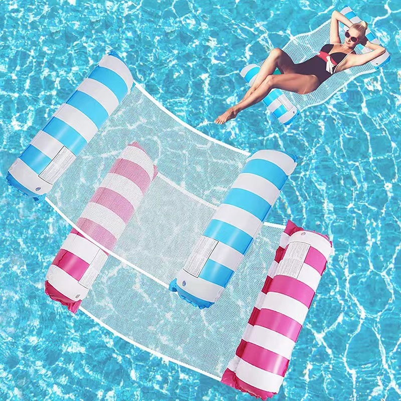 Water Toy Floating Bed Striped Inflatable Floating Mat Clip Net ...