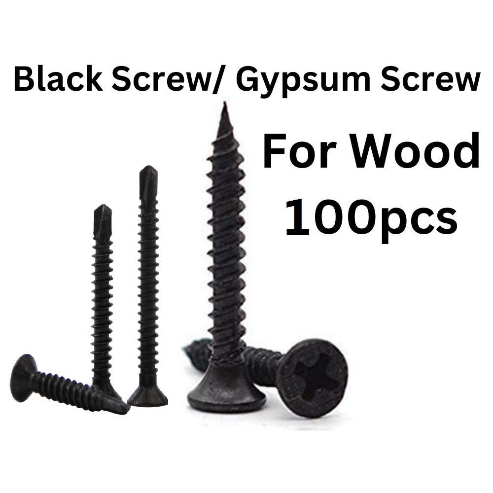 100pcs Gypsum Screw Black Screw For Wood and Metal Multi dimension ...