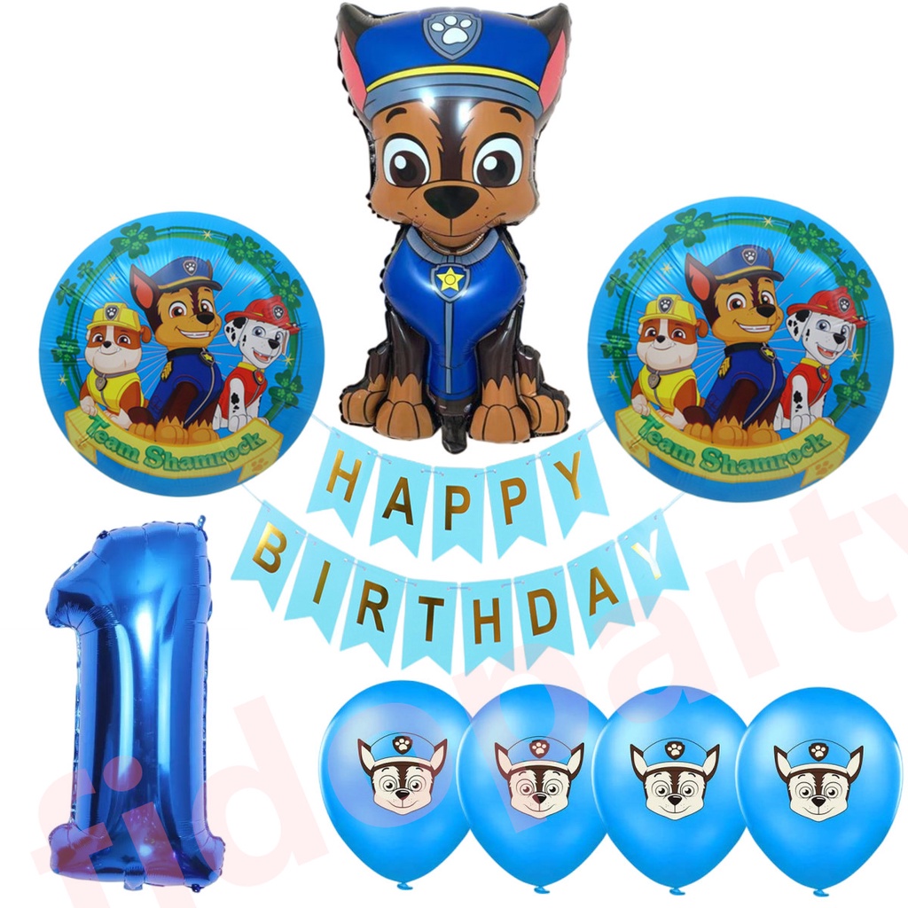 10pcs Paw Patrol Balloons Chase 32inch Blue Number Balloon Birthday Banner Dog Latex Balloon 1st ...