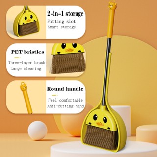 Kids Cleaning Toy Set Mini Broom Dustpan Pretend Play Detachable Broom ...