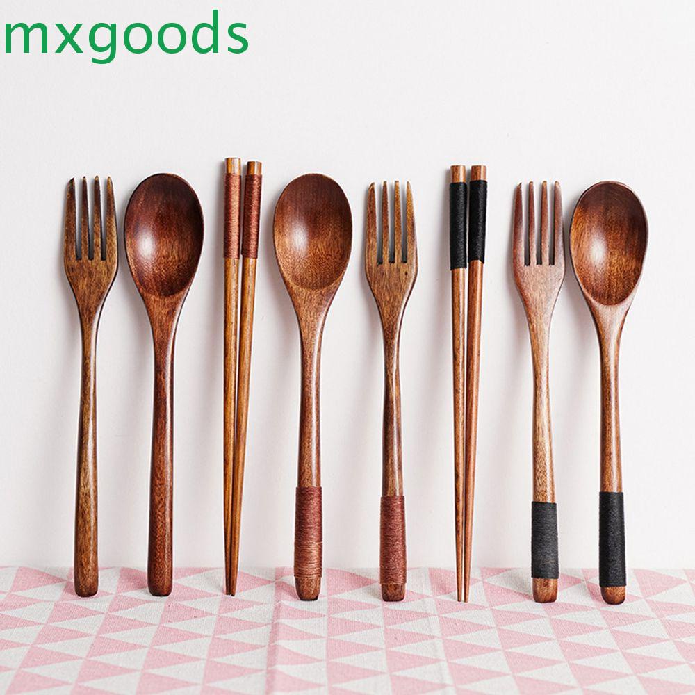 MXGOODS Cutlery Portable Japanese Wooden Kitchen Dinnerware Home ...