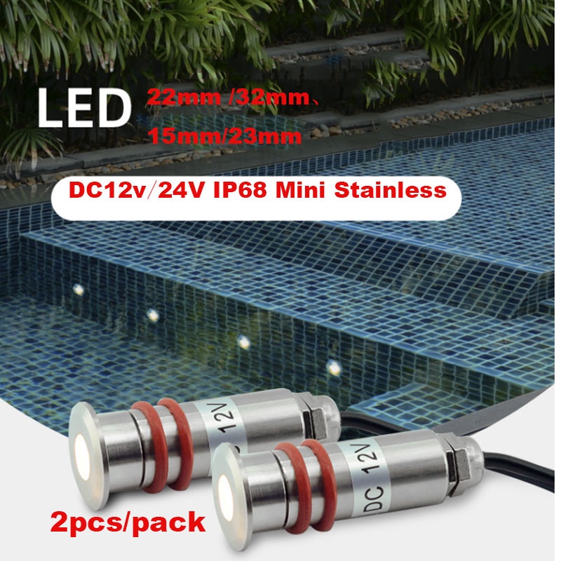 2pcs DC12V/24V Waterproof IP68 Recessed LEDs Deck Lights Outdoor In ...