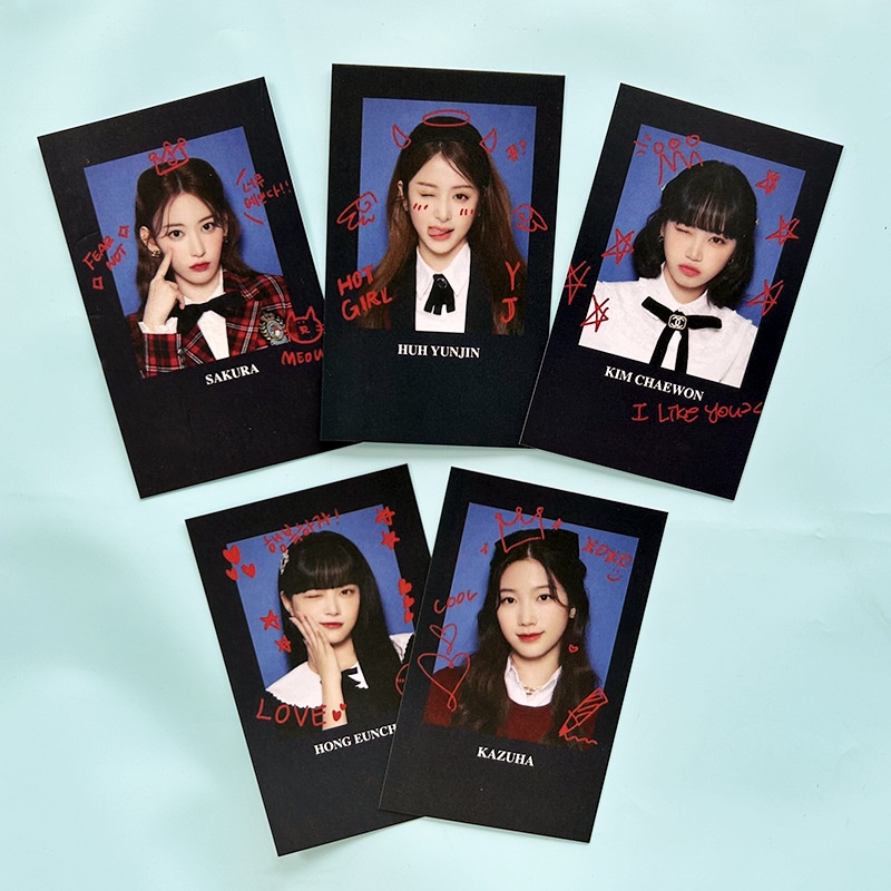 5pcs/set LE SSERAFIM 2023 SEASON'S GREETINGS Photocards KAZUHA EUNCHAE SAKURA YUNJIN CHAEWON ...