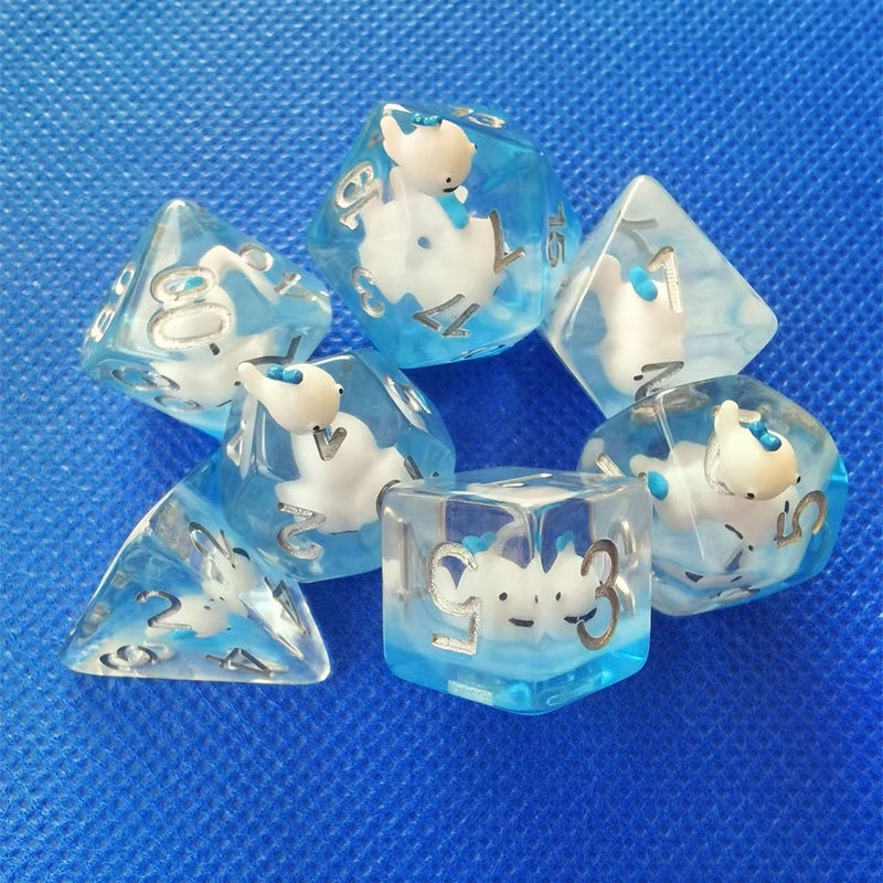 DND Dragon and Dungeon multi-sided resin dice embedded dolphin TRPG ...