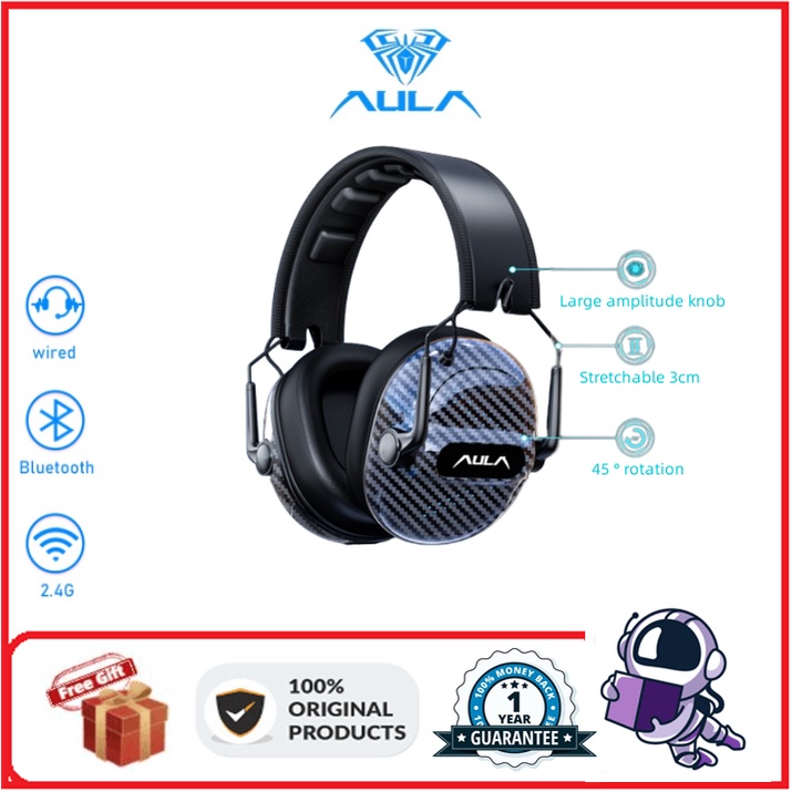 AULA S609 Headworn three mode Bluetooth wireless headset computer wired ...