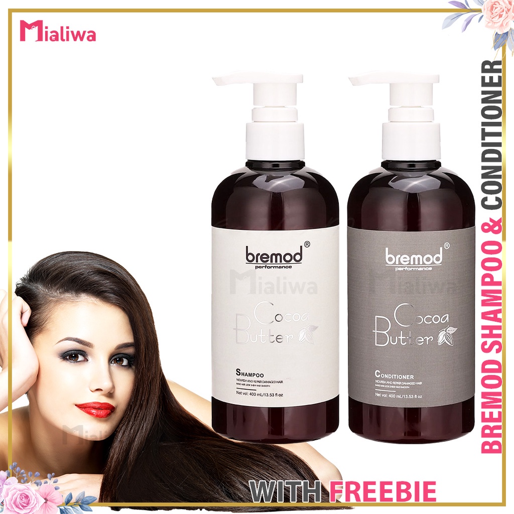 Bremod Cocoa Butter Shampoo & Conditioner Set, Organic Natural Anti ...