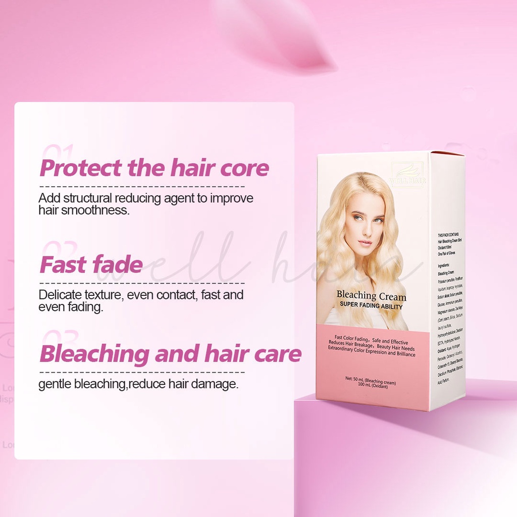 2 in 1 Fast Color Fading Hair Bleaching Cream Set 50ml Free with ...