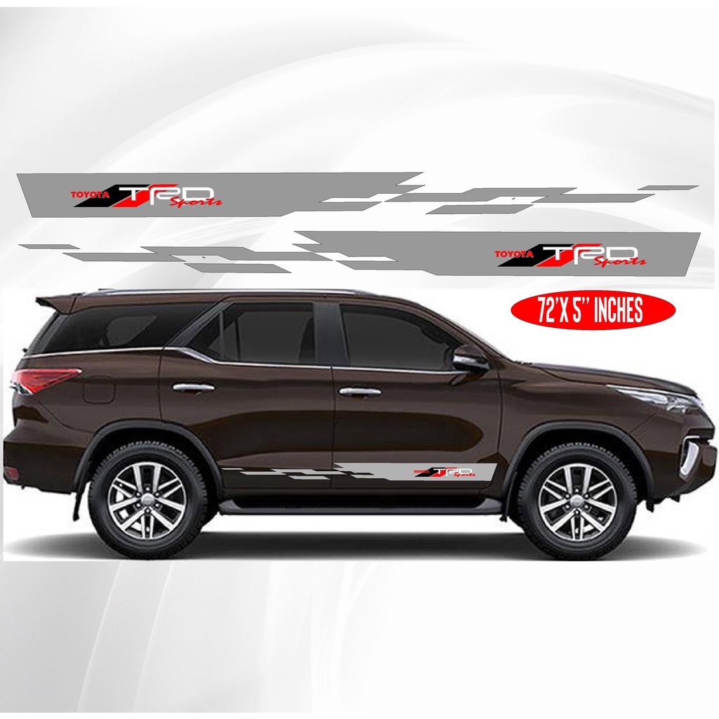 x2 TRD Sports Body Decals Toyota Fortuner Body Sticker Cut out Vinyl ...