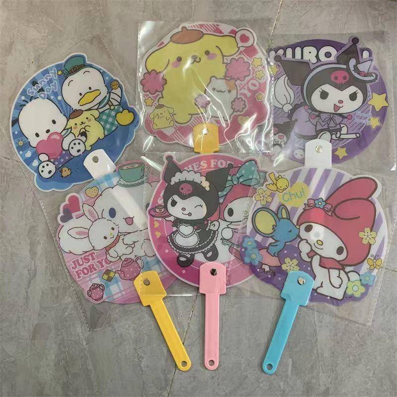 Sanrio Cute Handheld Mini Fan Kawaii Cinnamoroll Mymelody Kuromi PomPom ...