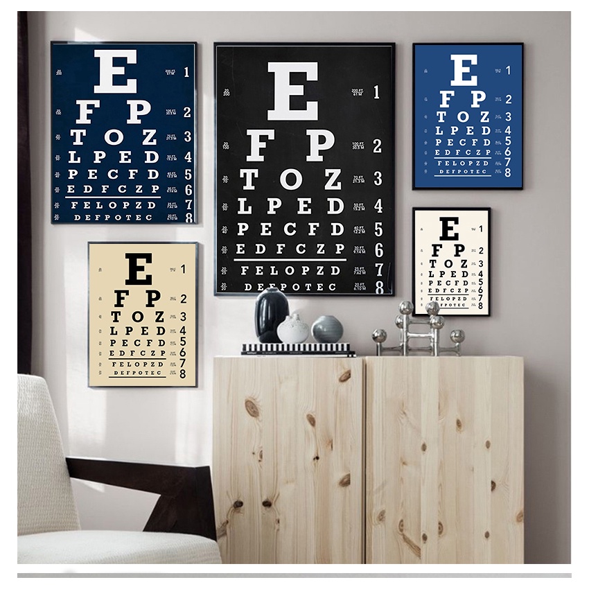 Snellen Eye Chart Canvas Painting Wall Pictures Eye Doctor Vintage ...