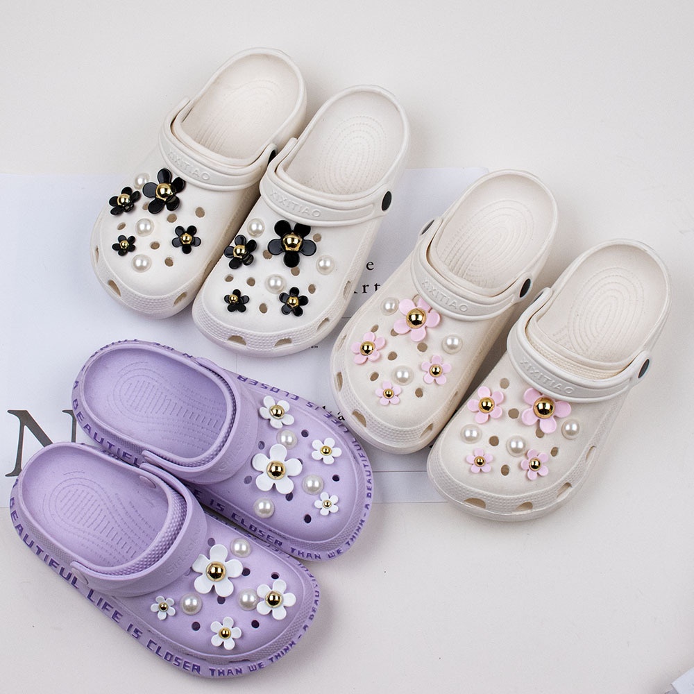 Jibbitz For Crocs Metallic Elegant Flowers Set DIY Shoes Charm Button ...