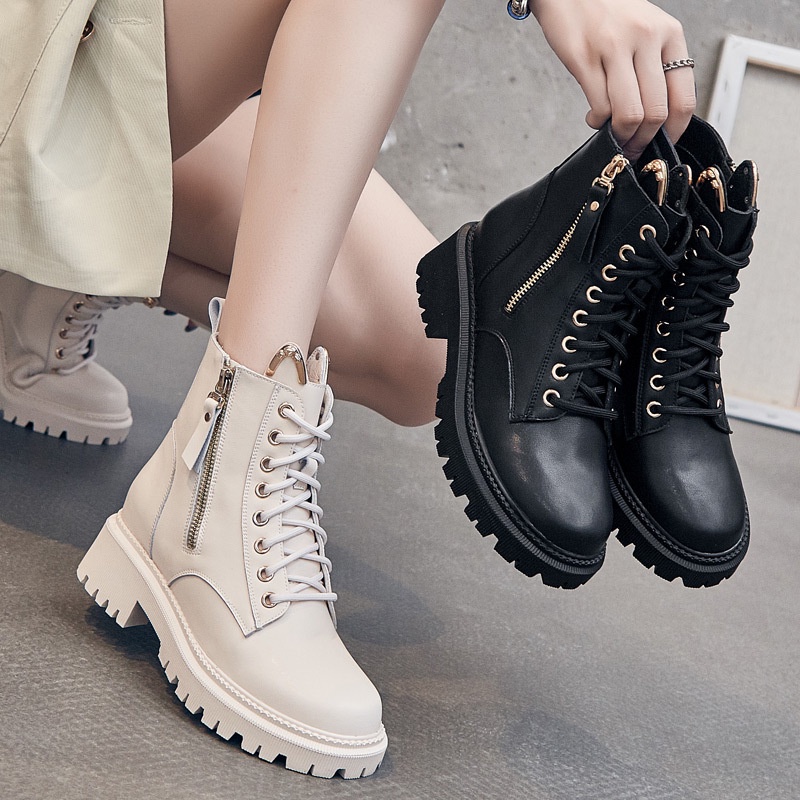 Size 35-40 Women's Fashion Platform Shoes Casual Ankle Martin Boots ...
