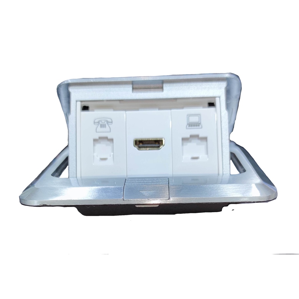 T & J Floor Outlet Pop-up HDMI, CAT6, Telephone with Metal Utility Box ...