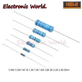 100Pcs Metal film resistor 1% 1/4W 1/2W 1W 1K 1.2K 1.5K 1.6K 1.8K 2K 2.2K 2.4K Ohm | Shopee ...