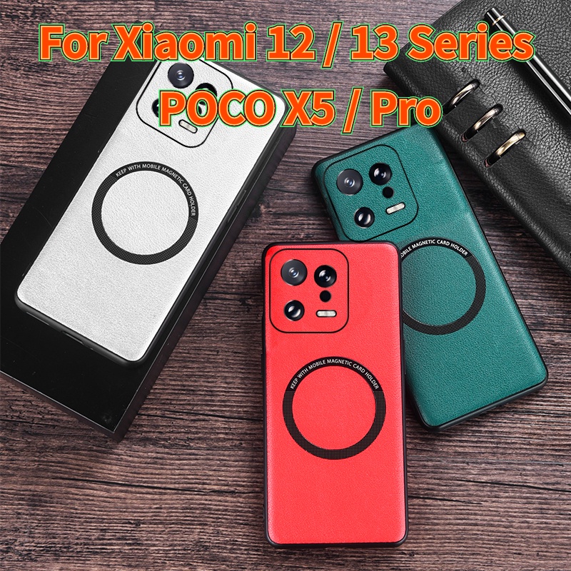 For Xiaomi 13 12 12T Poco X5 Pro Leather Magsafe Magnetic Case Anti ...