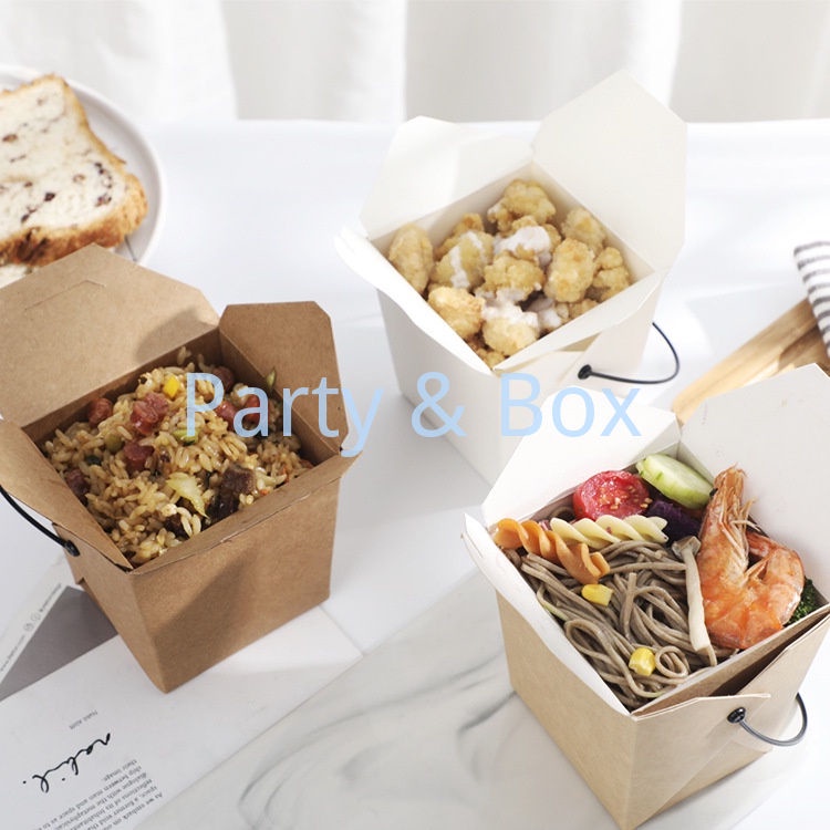 10pcs Rice in a Box w/ Handle /Takeout box handle Noodles Bucket Box ...