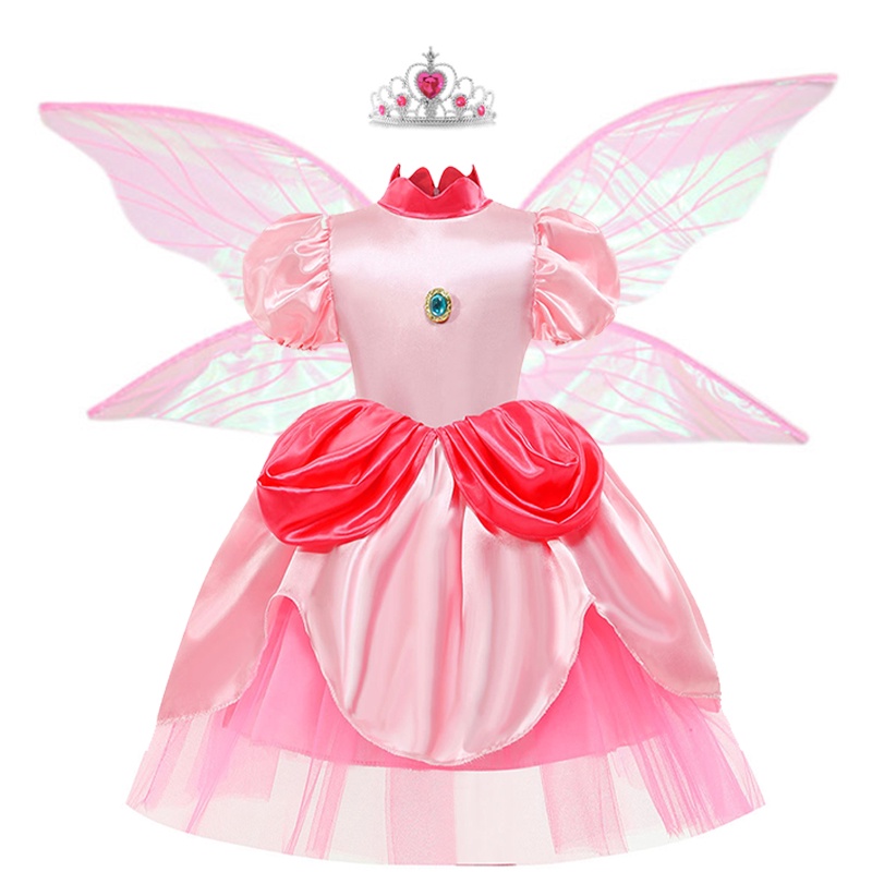 Little Princess Peach Costume Super Mario Brothers Princess Cosplay ...