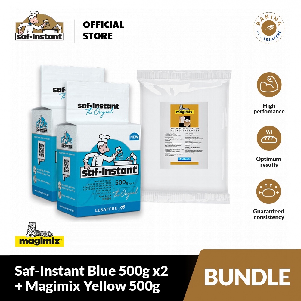 Lesaffre Saf-Instant Blue Instant Dry Yeast 500g X2 Plus Magimix Yellow ...