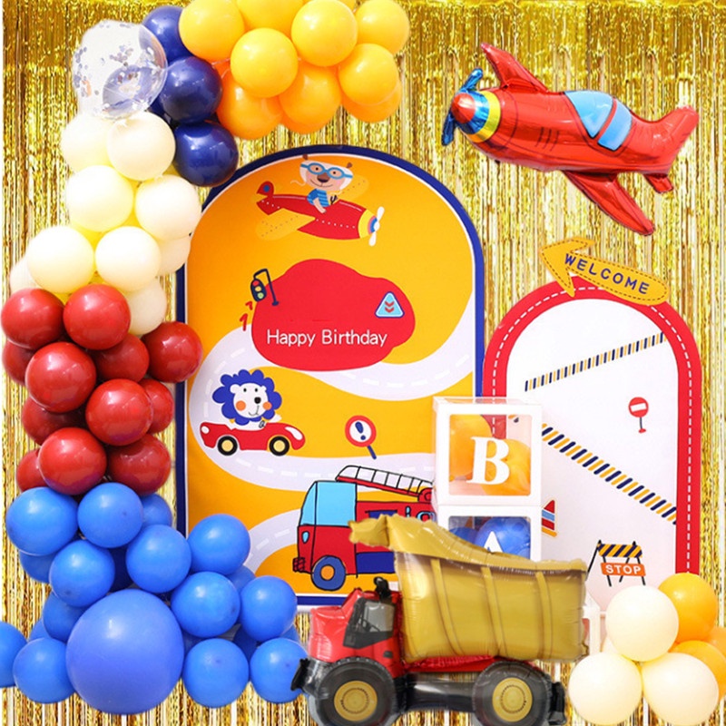 Construction Party Theme Engineering Vehicle Balloon Rain Curtain ...