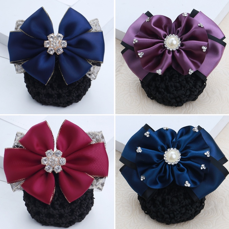 Bun Hairpin Bow Hair Bun Net Office Lady Crochet Hair Snood Female ...