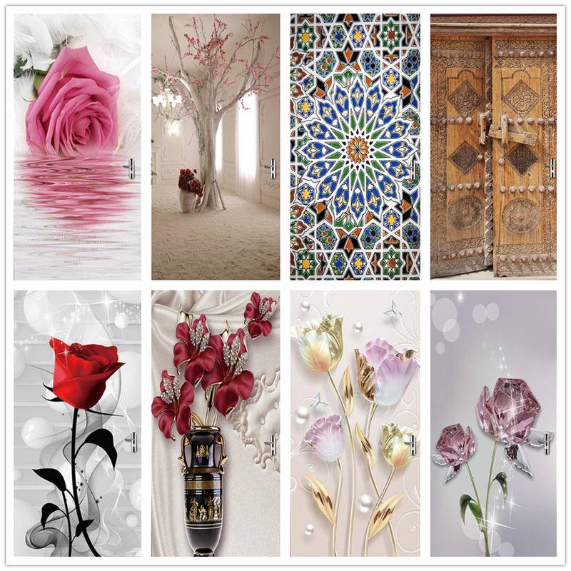 Custom 3D Flower Door Sticker for Girl Rooms 2pcs/set Vinyl Self ...