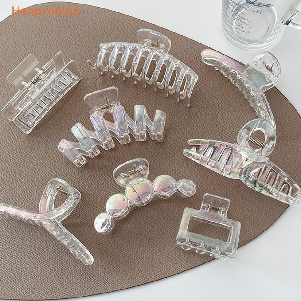 Hanproman> Gradient Color Hair Claw Clips Geometric Barrettes Crab Hair ...