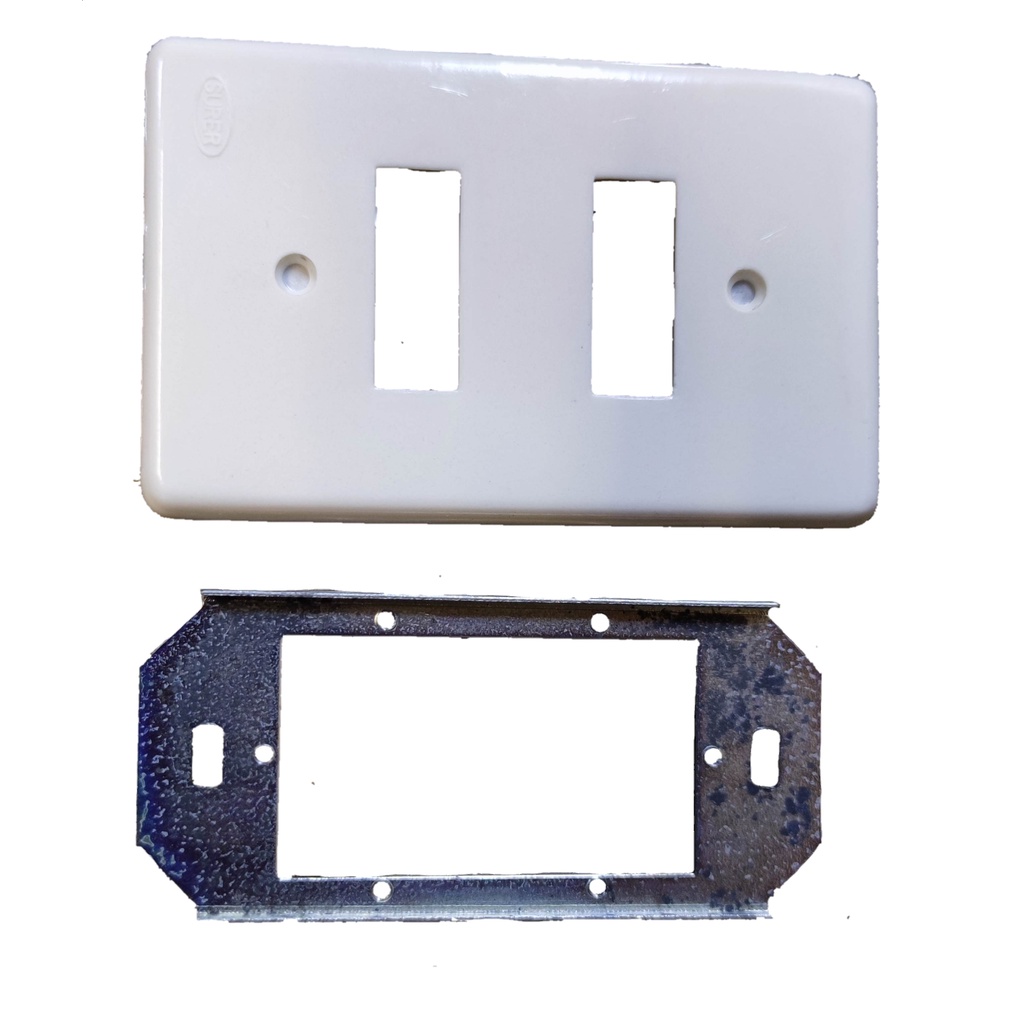 SURER 2 Gang Plate with Metal Bracket Color White - SP2G | Shopee ...