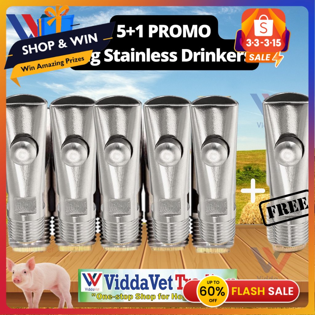 5+1 PROMO Bite type Pig drinker Stainless Pig water drinker Viddavet ...