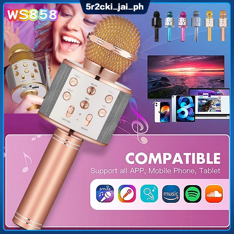 Original WS858 Wireless Bluetooth Microphone KTV Karaoke Speaker Handheld Bluetooth MIC | Shopee ...