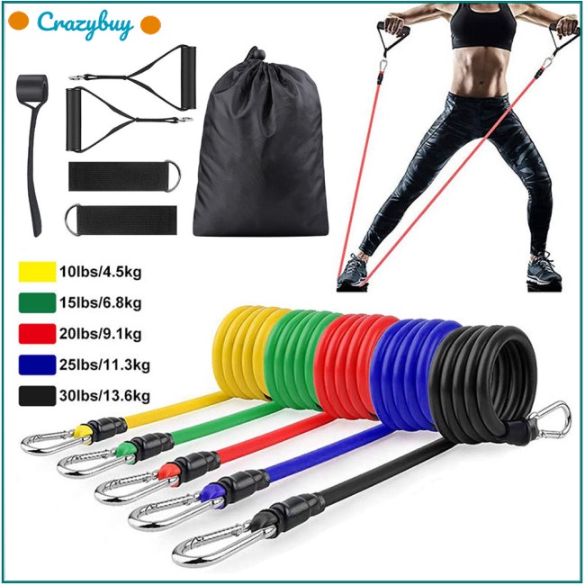 CR 11pcs Portable Resistance Bands Set Fitness Exercise Bands Muscle ...