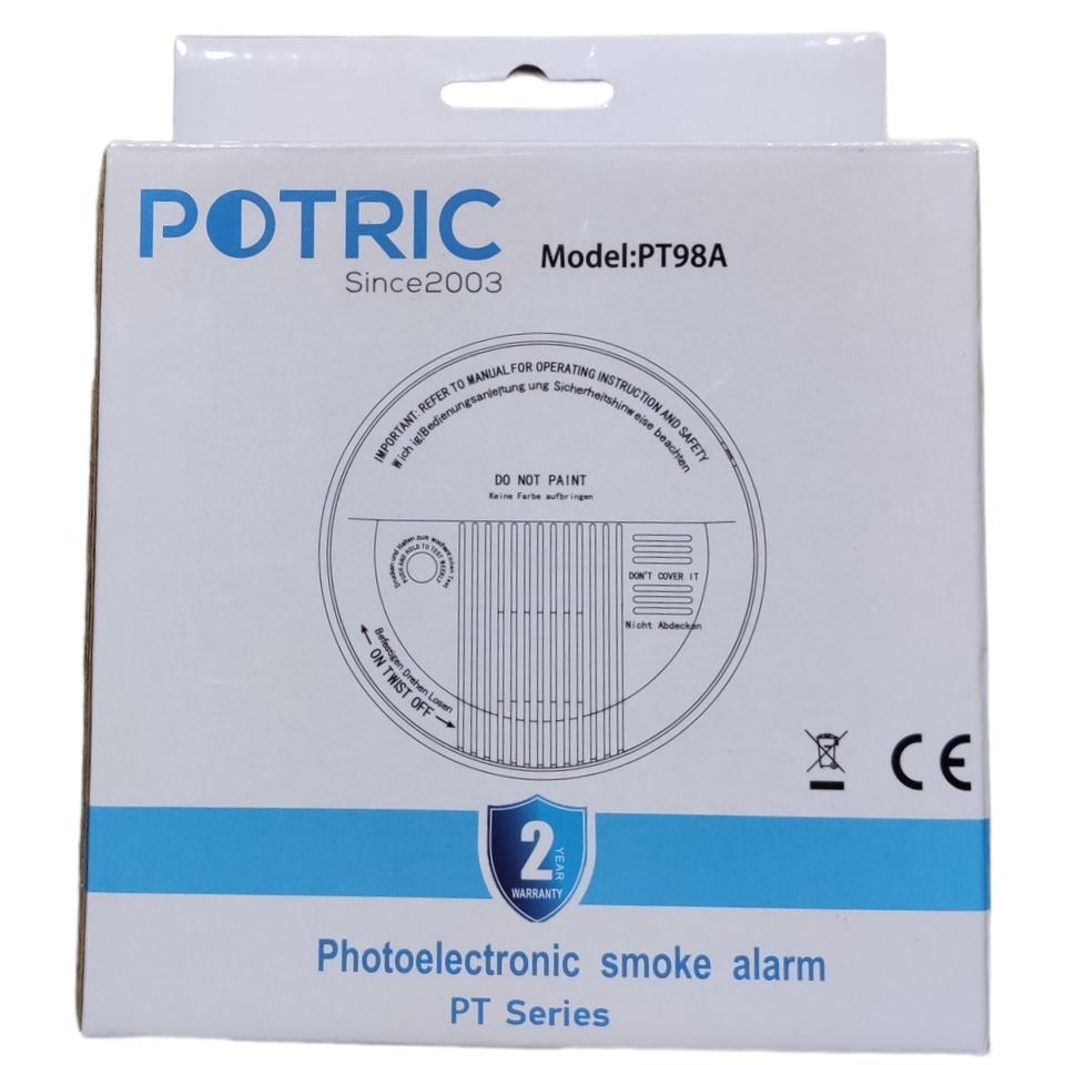 Potric Smoke Alarm (Big) Potric Photoelectric Type 9V, Smoke Detector ...